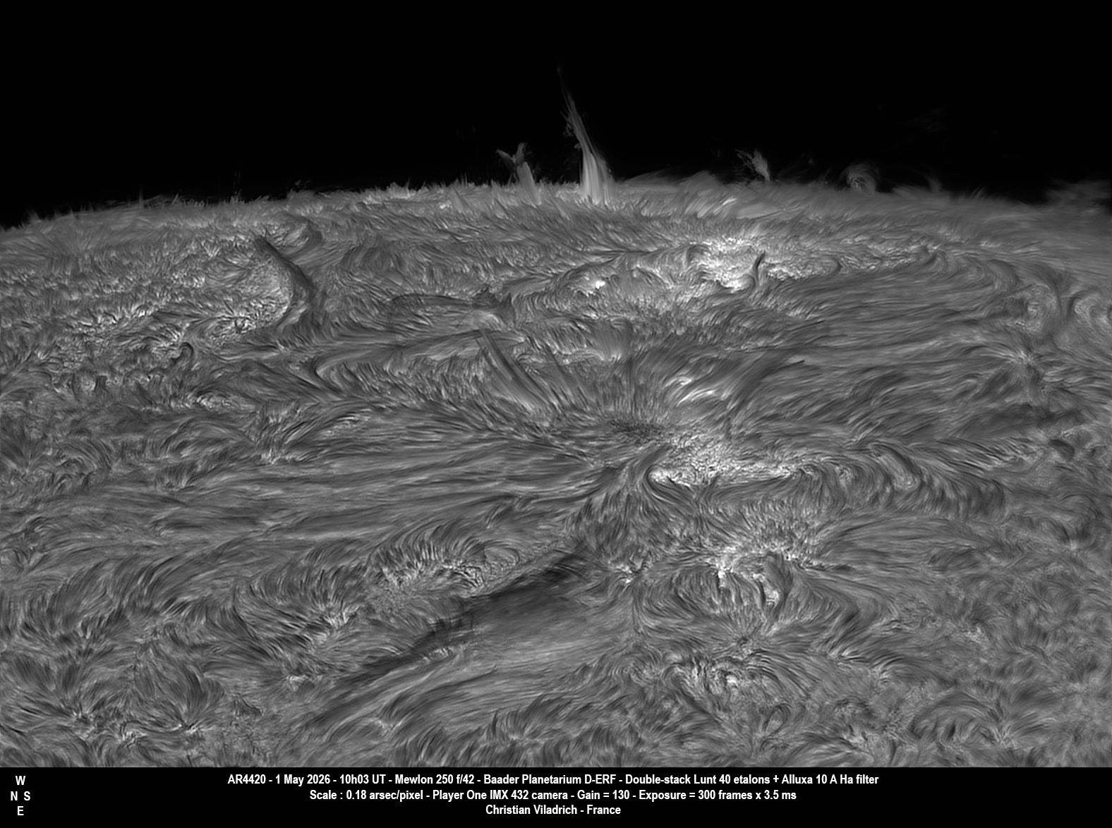 Belated Ha images taken on May 1 with the Heliostar 100 and the Mewlon ...